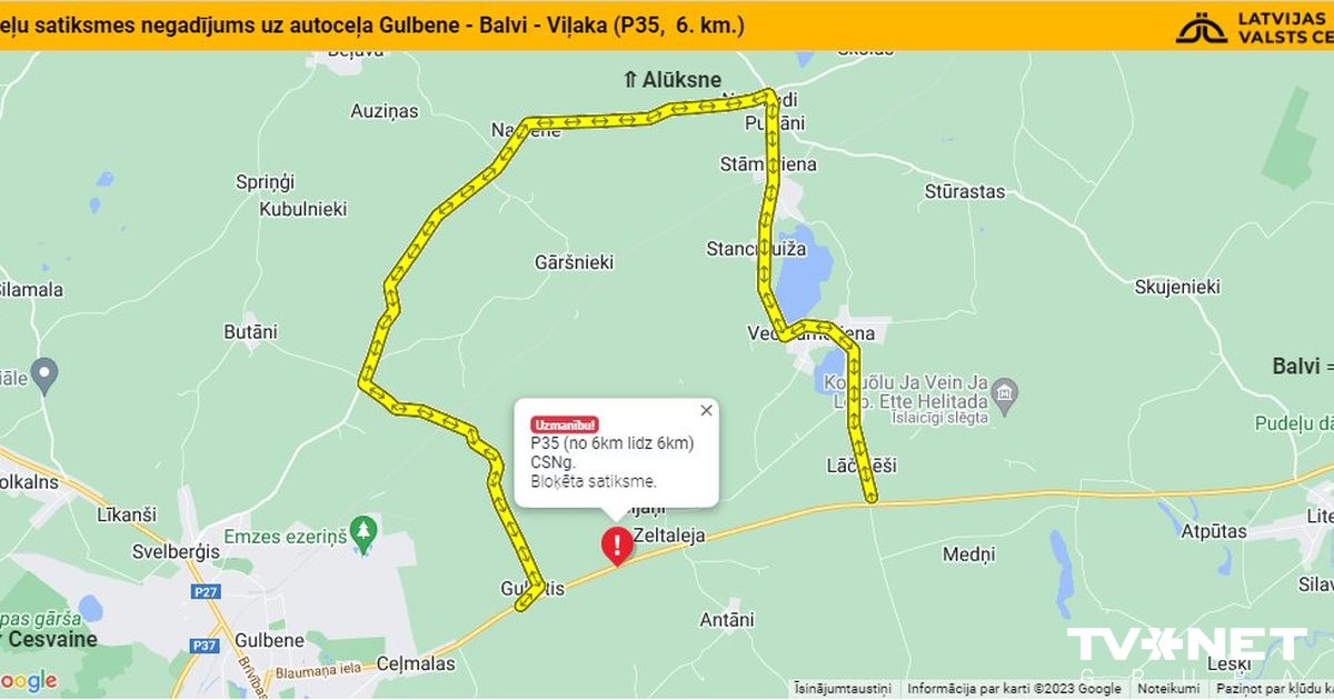 Uz autoceļa Gulbene-Balvi-Viļaka notikusi avārija