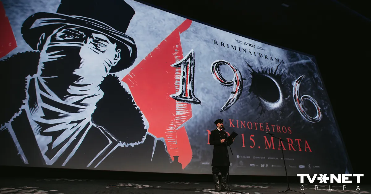 Pašmāju aktieri un viesi līksmo jaunas latviešu filmas "1906" pirmizrādē